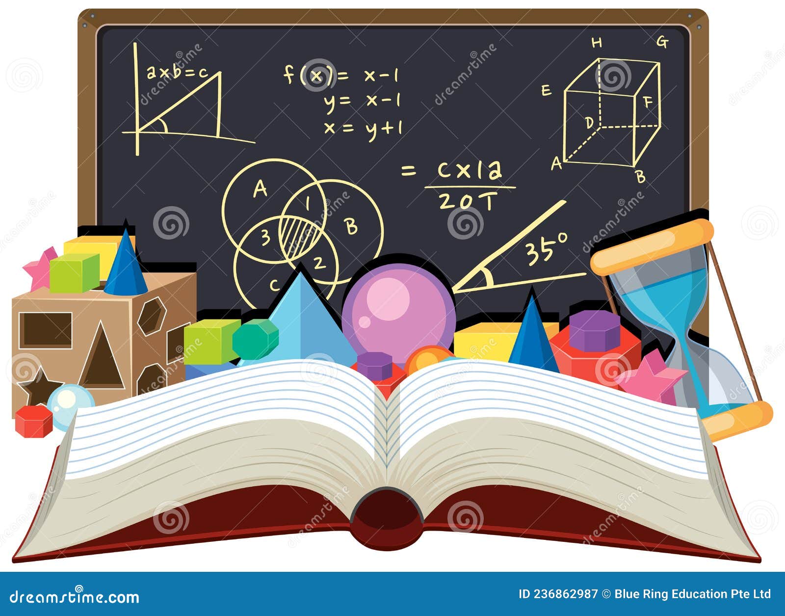 An Open Book with Math Formula on Blackboard Stock Vector ...