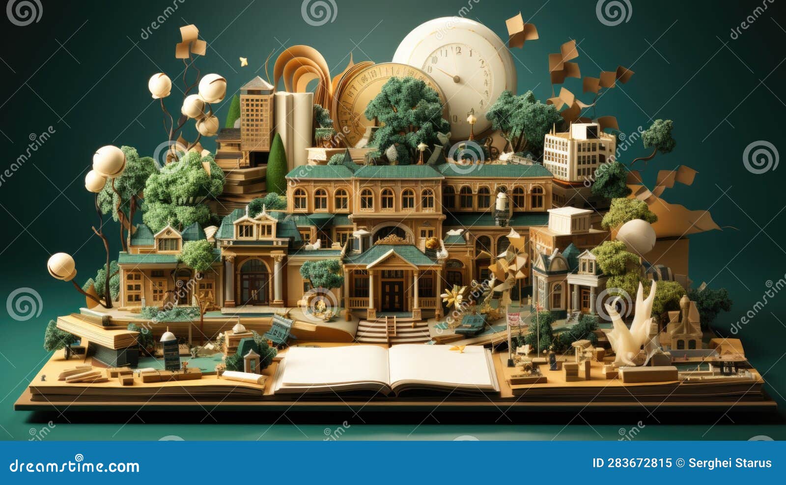 An Open Book with a Model of a City on Top of it. Generative AI Image ...