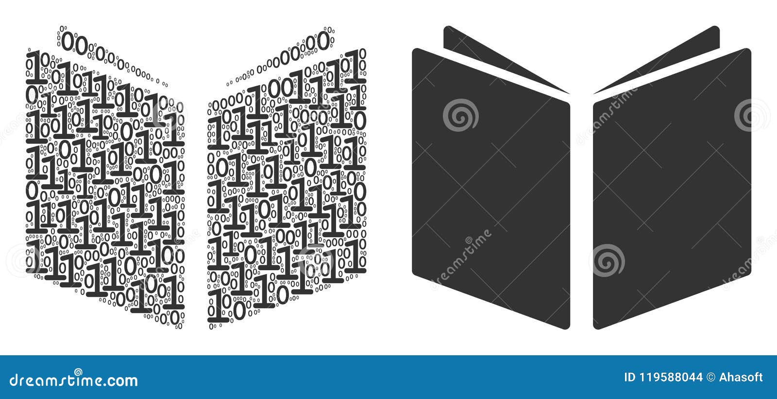 Open Book Mosaic of Binary Digits Stock Vector - Illustration of open ...
