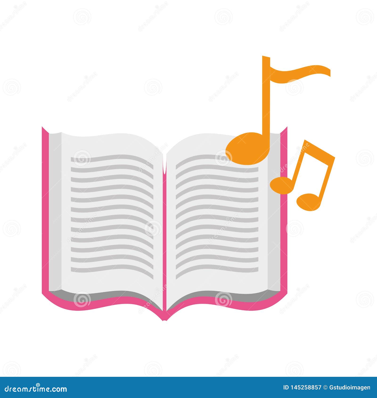 Open Book with Musical Notes Icon Stock Vector - Illustration of clip ...