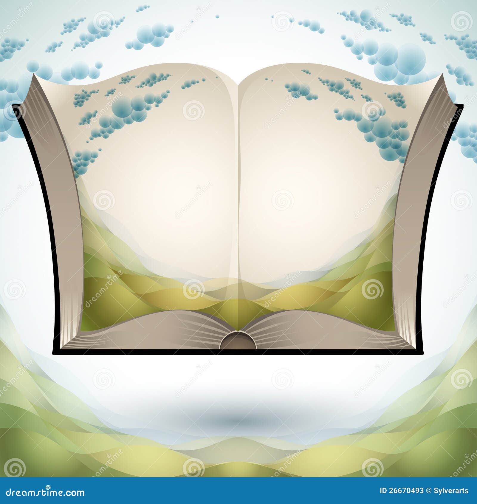 Open Book with Nature Landscape. Stock Vector - Illustration of cover ...