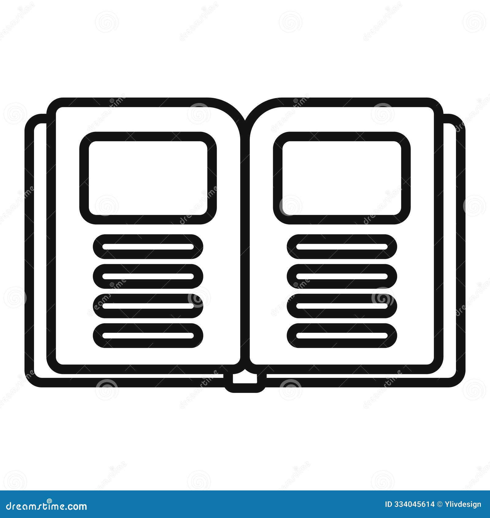 Open Book Outline Icon, Textbook Spreading Information Stock Vector ...
