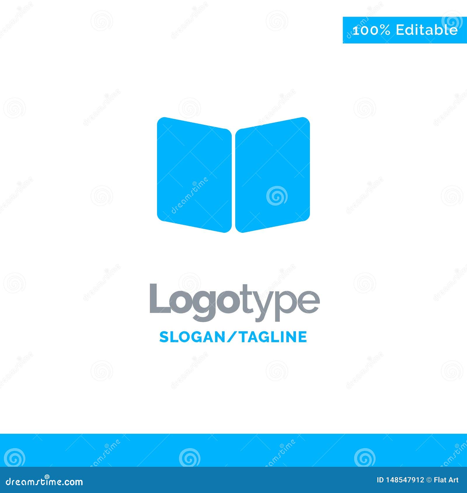 Open, Book, Page, Layout, Cover Blue Solid Logo Template. Place for ...
