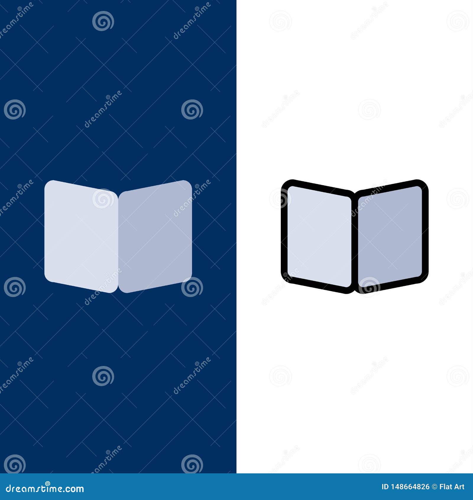 Open, Book, Page, Layout, Cover Icons. Flat and Line Filled Icon Set ...