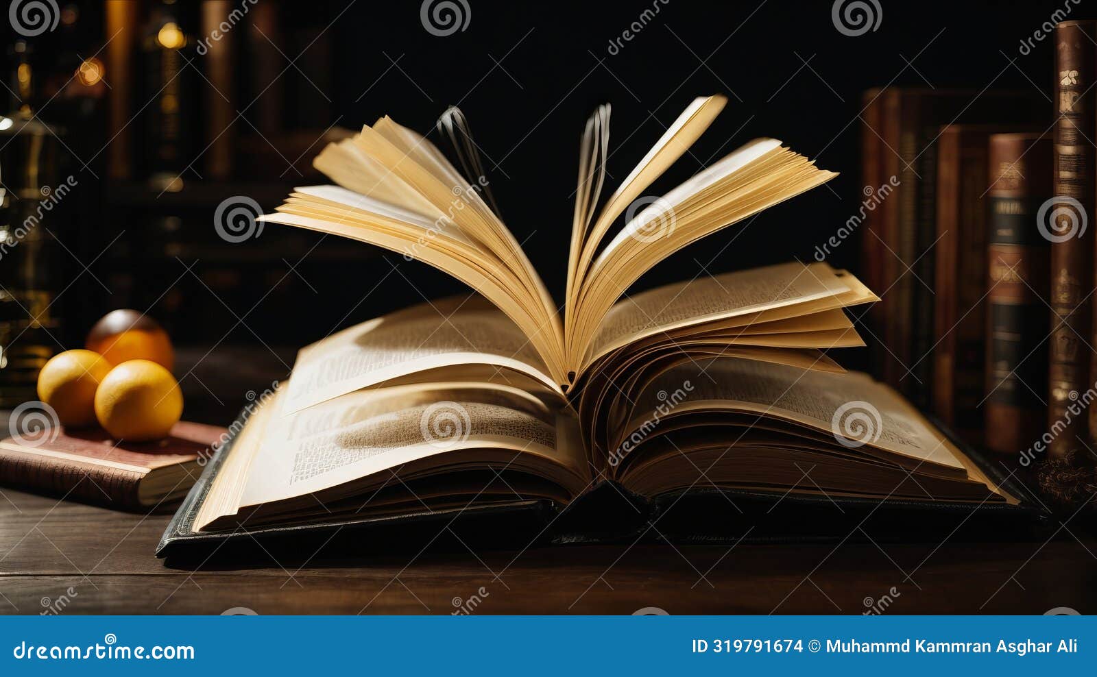 Open Book with Pages on a Black Background. Stock Illustration ...