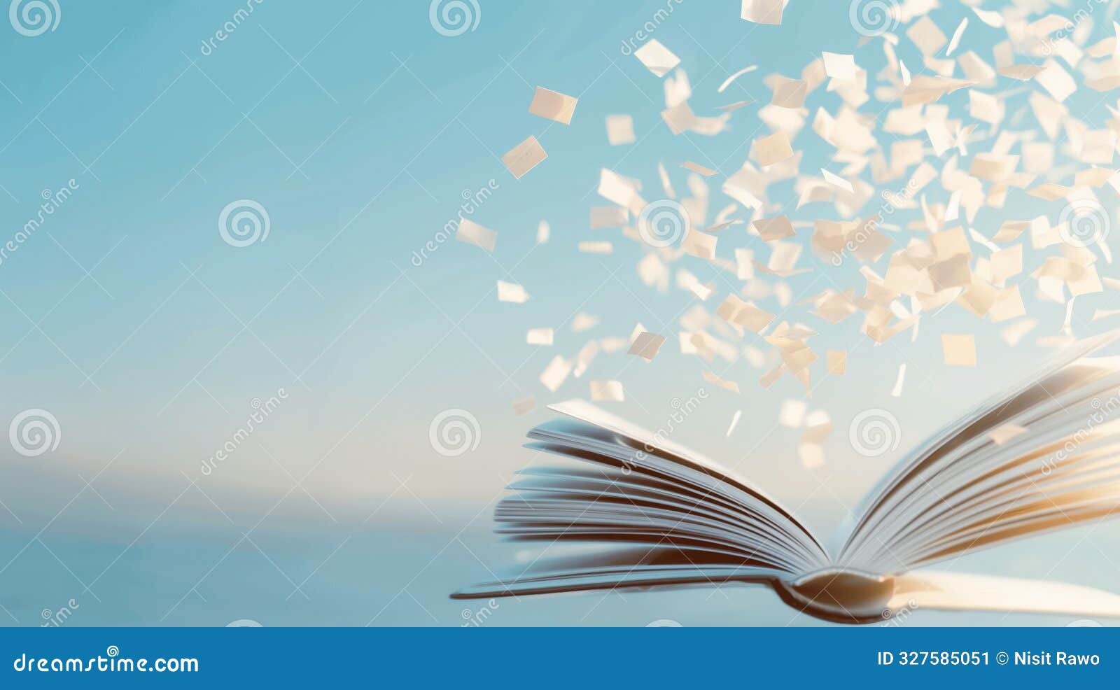 Open Book with Pages Flying in the Wind Stock Image - Image of ...