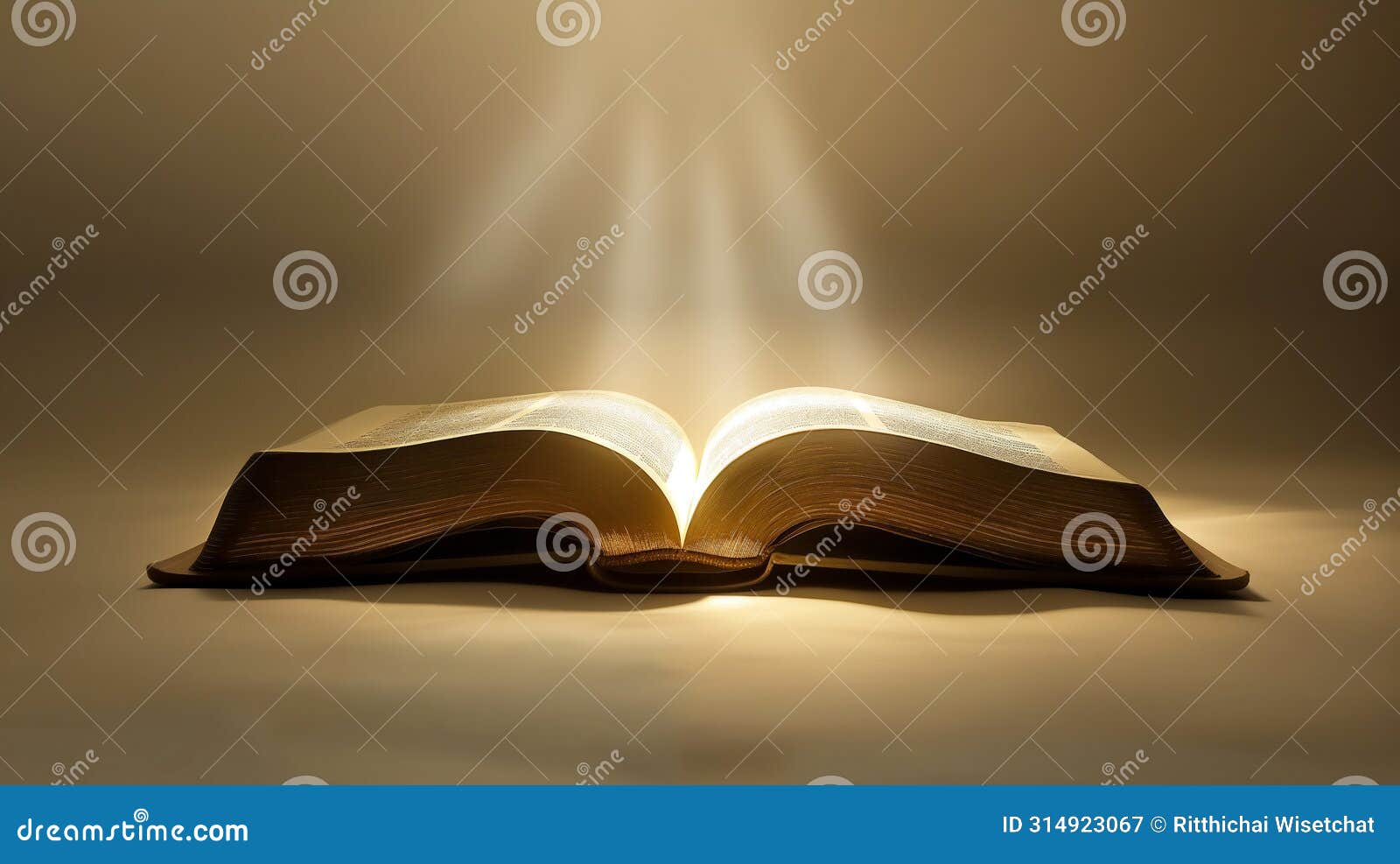 Open Book with Pages Illuminated by a Beam of Light Against a Dark ...