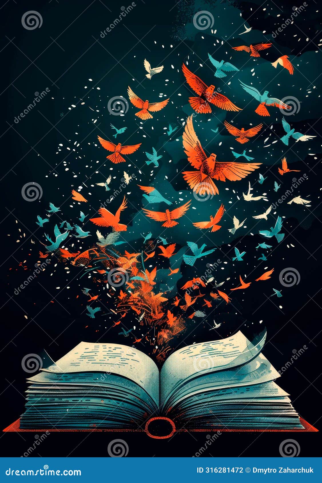Open Book with Pages Transforming into Birds, Symbolizing Knowledge ...