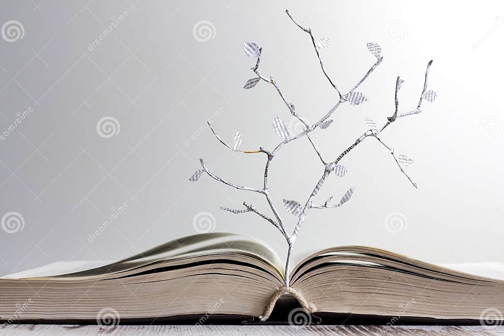 Open Book and Paper Letters Tree Concept Stock Photo - Image of idea ...