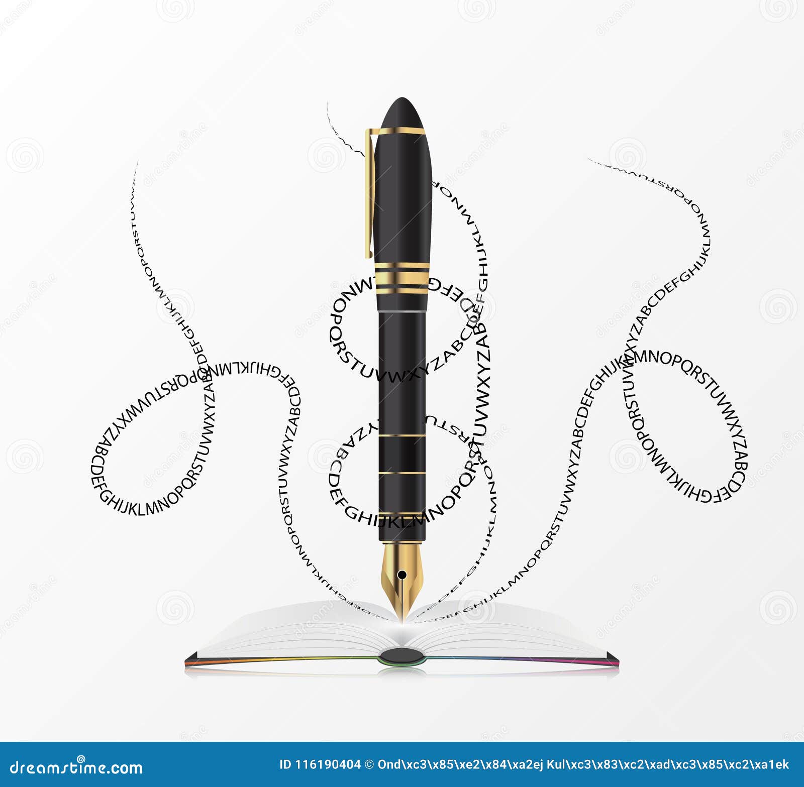 Open Book with Pen. Creative Design Stock Vector - Illustration of open ...
