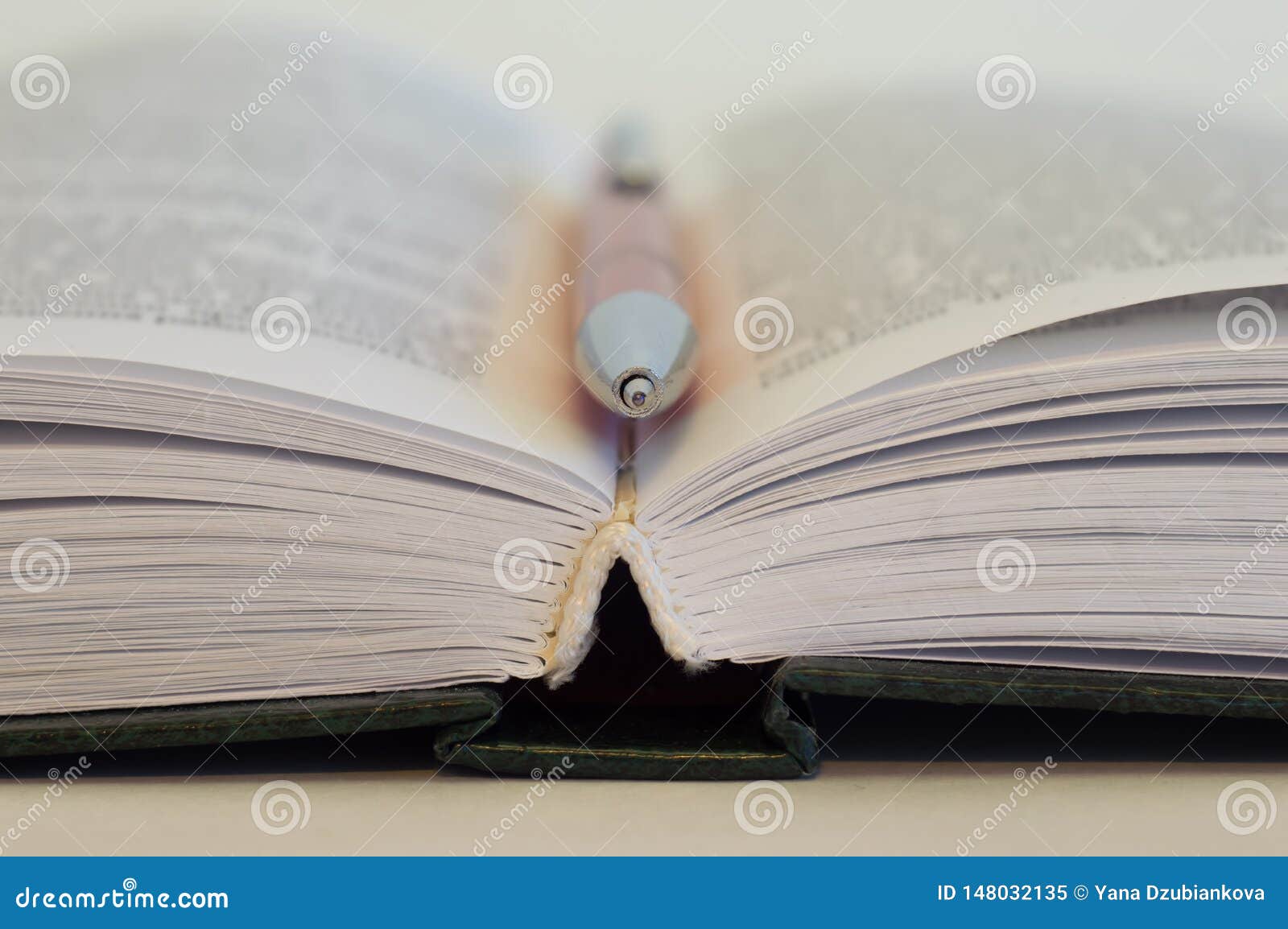 Open Book. a Pen Lies between the Pages in an Open Book Stock Image ...