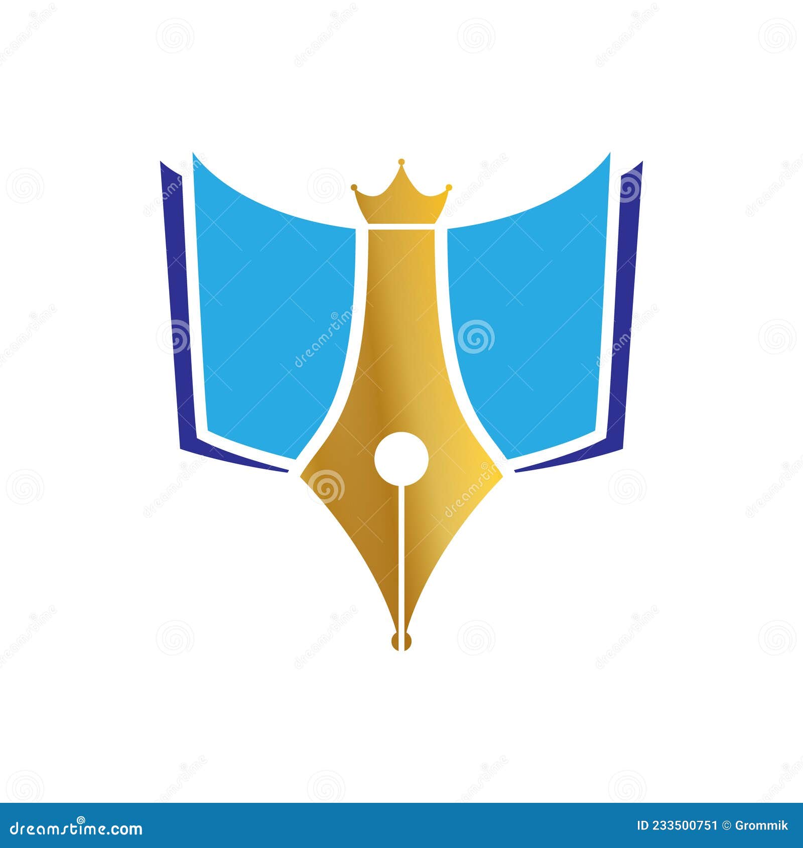 An Open Book and a Pen. Template for Logo, Emblem and Sticker Stock ...