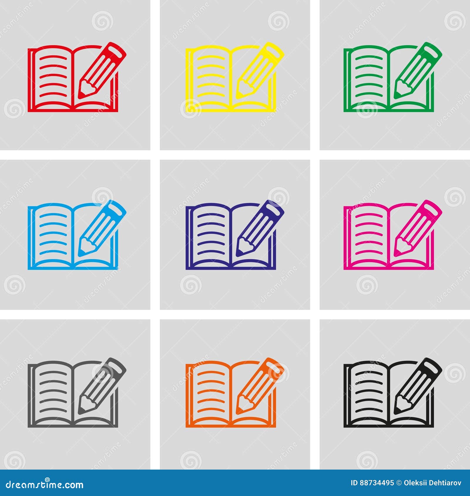 Open Book and Pencil Icon Stock Vector Illustration Flat Design Stock ...