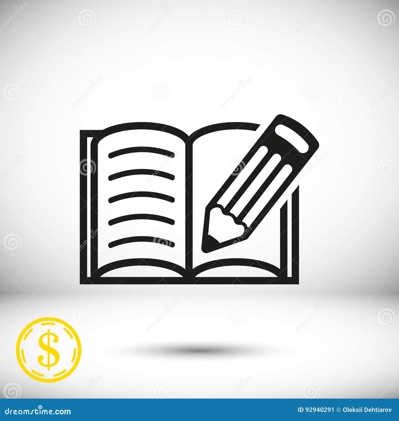 Open Book and Pencil Icon Stock Vector Illustration Flat Design Stock ...