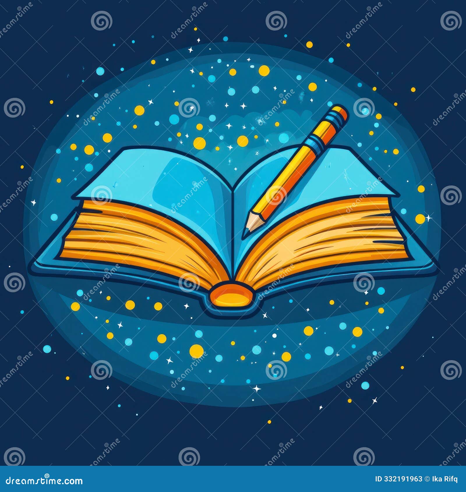 Open Book with Pencil Illustration Stock Illustration - Illustration of ...