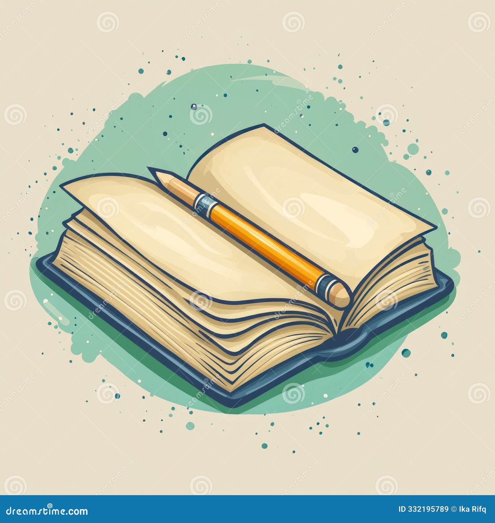 Open Book with Pencil Illustration Stock Illustration - Illustration of ...