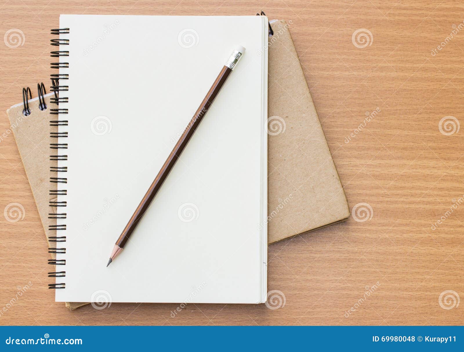 Open Book and Pencil on Wood Background. Stock Photo - Image of open ...