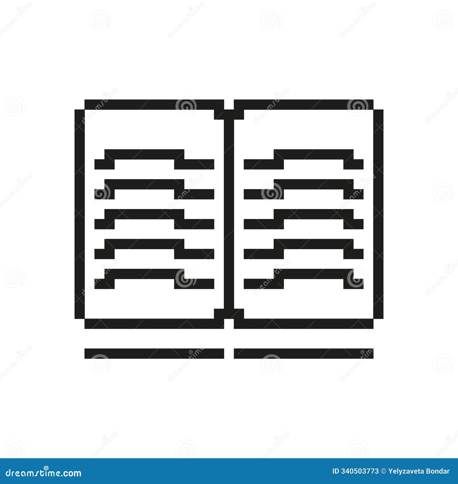 Open Book Pixelated Icon. Pixel Art Symbol of Book or Document ...