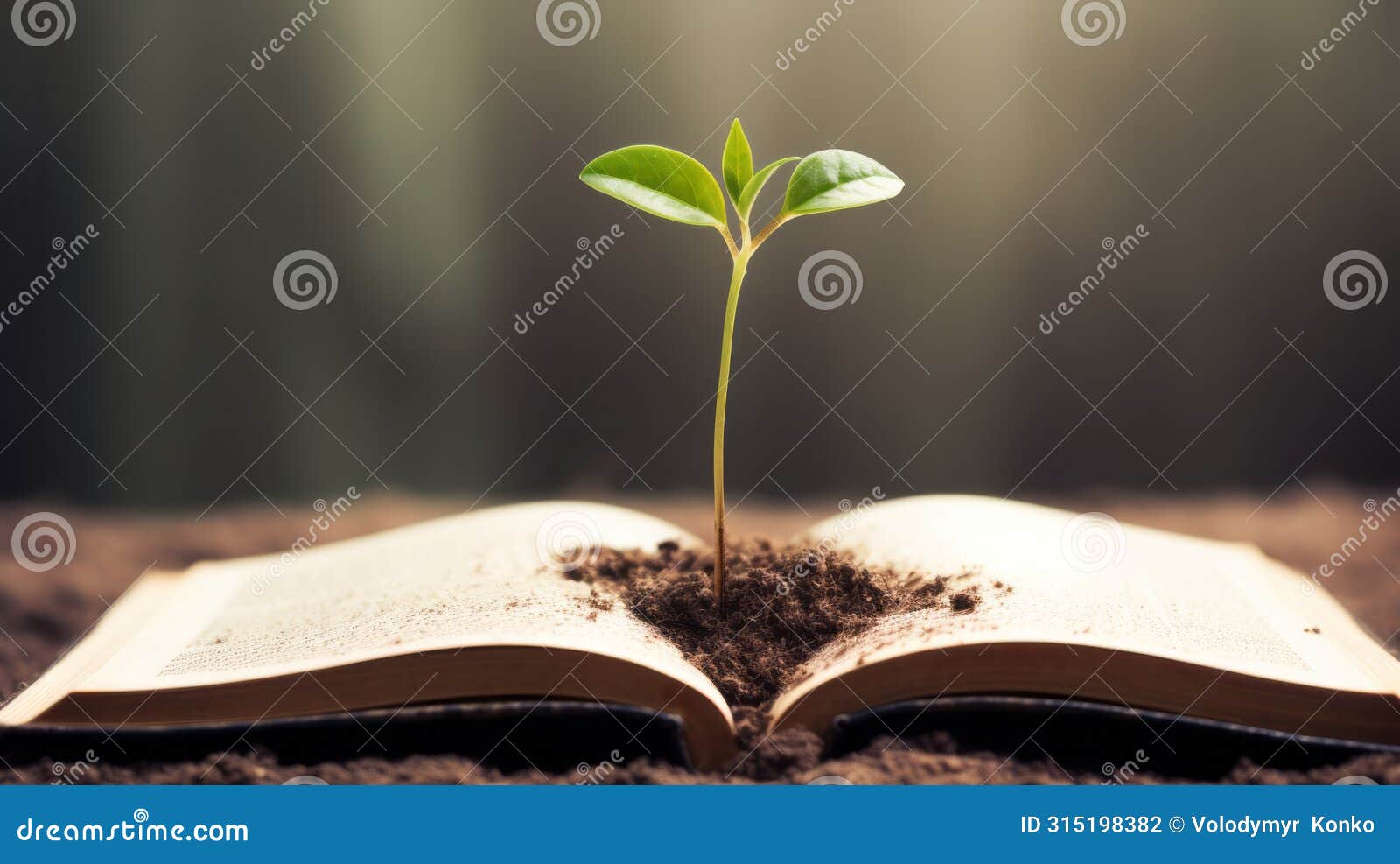 An Open Book with a Plant Growing Out of it Stock Photo - Image of book ...