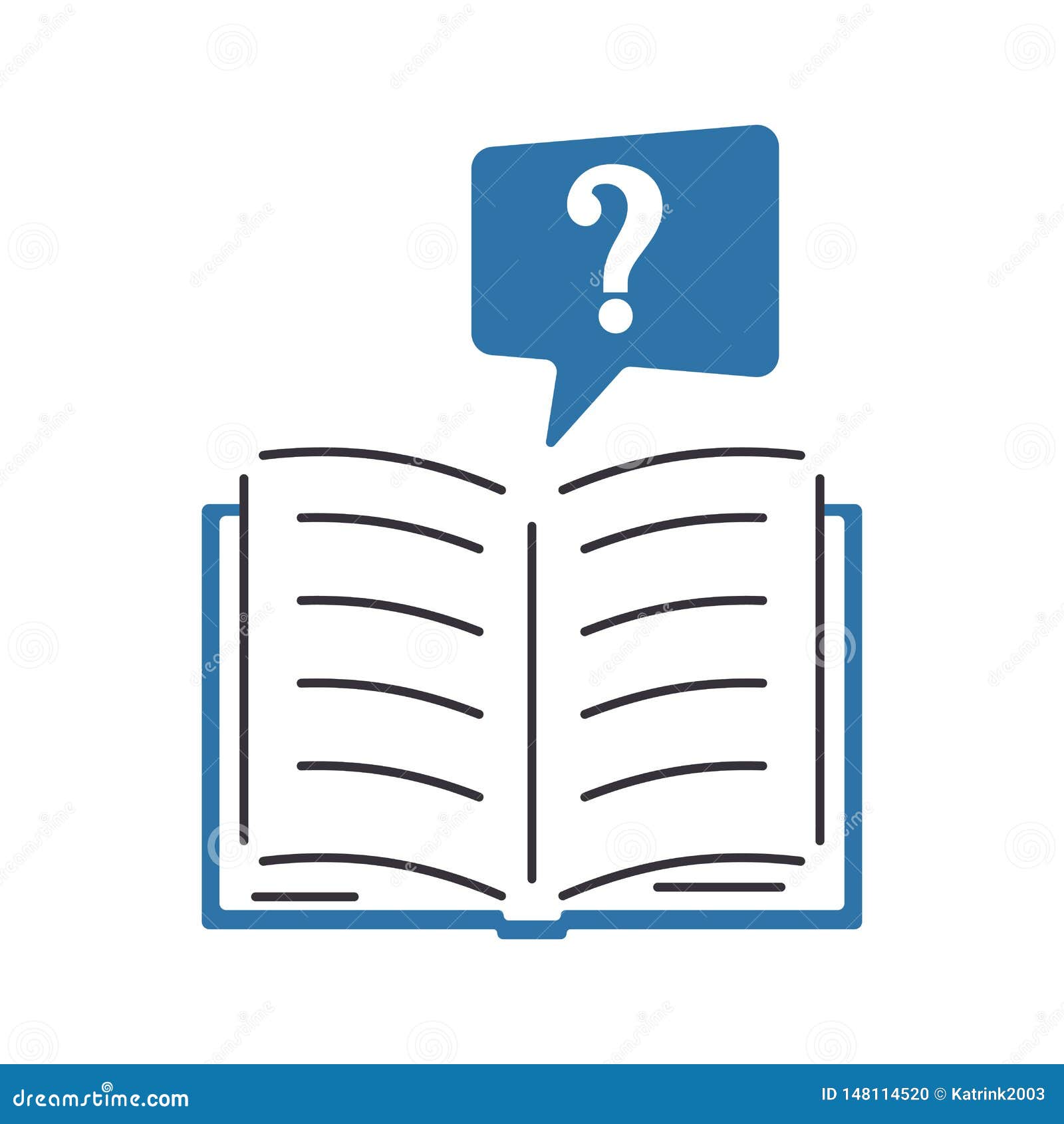 Open Book Question Mark. Color Icon In Flat Style. Design Of The Symbol ...
