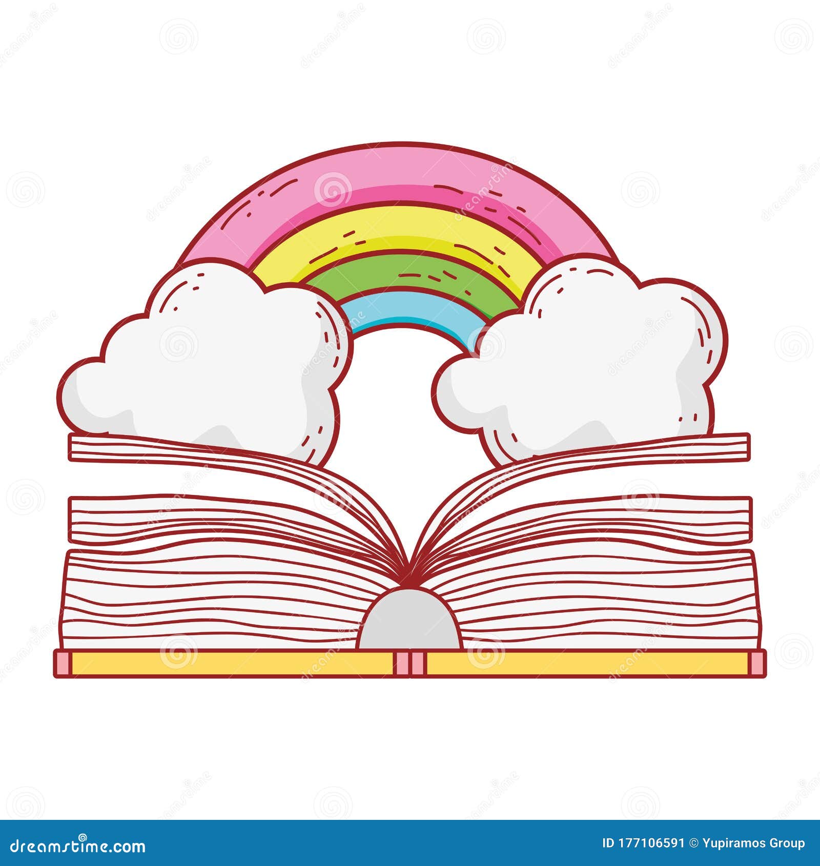 Open Book Rainbow Fantasy Literature Cartoon Isolated Design Stock