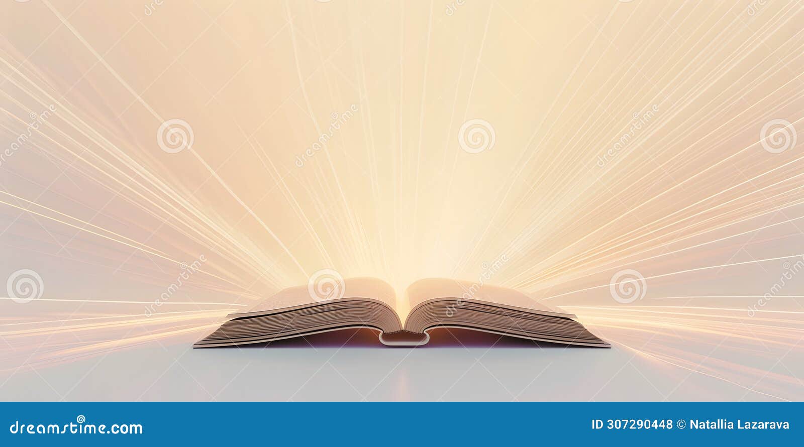 Open Book with Rays Emanating from Center of Book in Beige Pastel ...