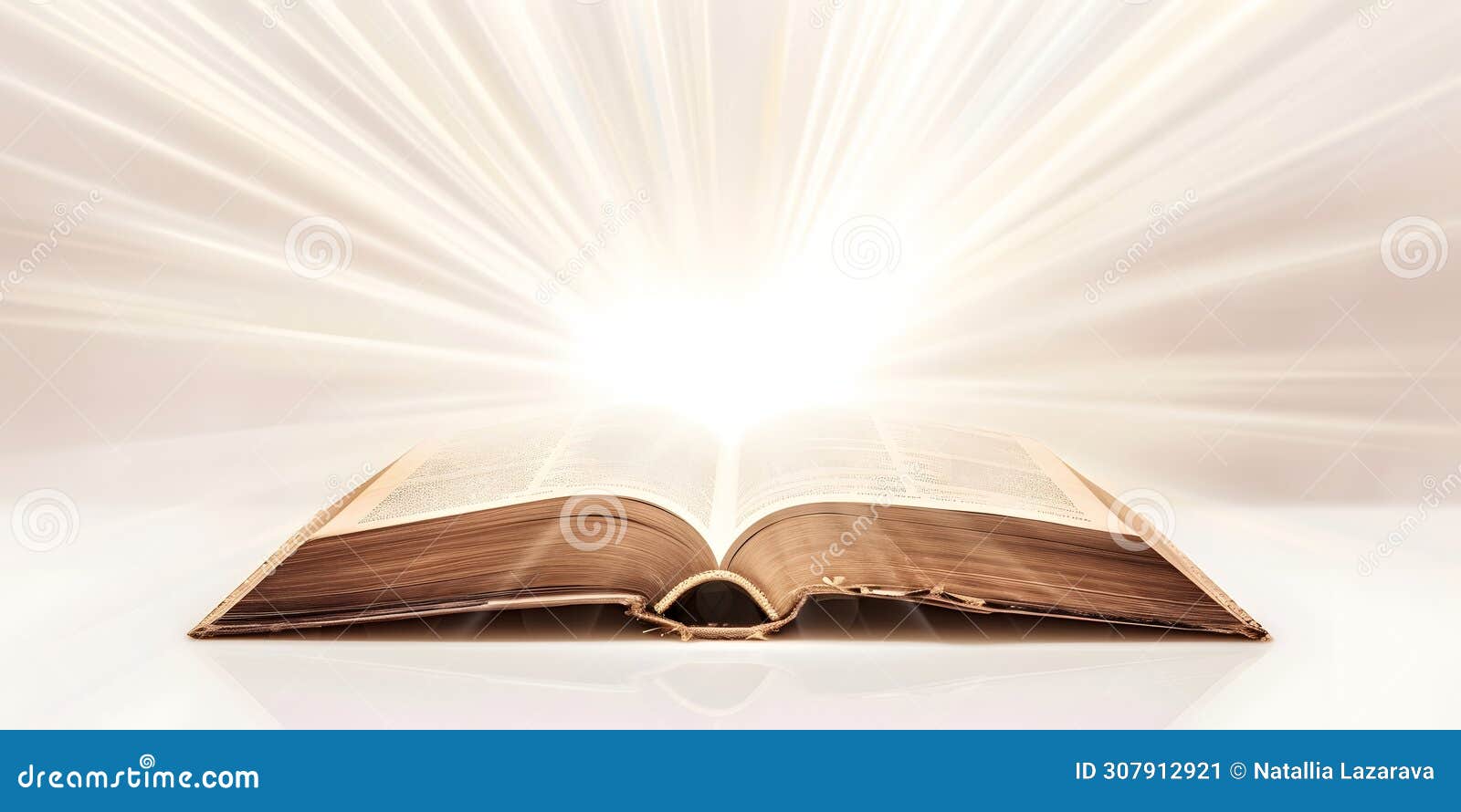 Open Book with Rays Emanating from Center of Book in Delicate Beige ...
