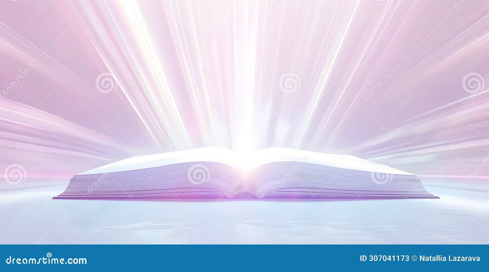 Open Book with Rays Emanating from Center of Book in Pink Pastel Colors ...