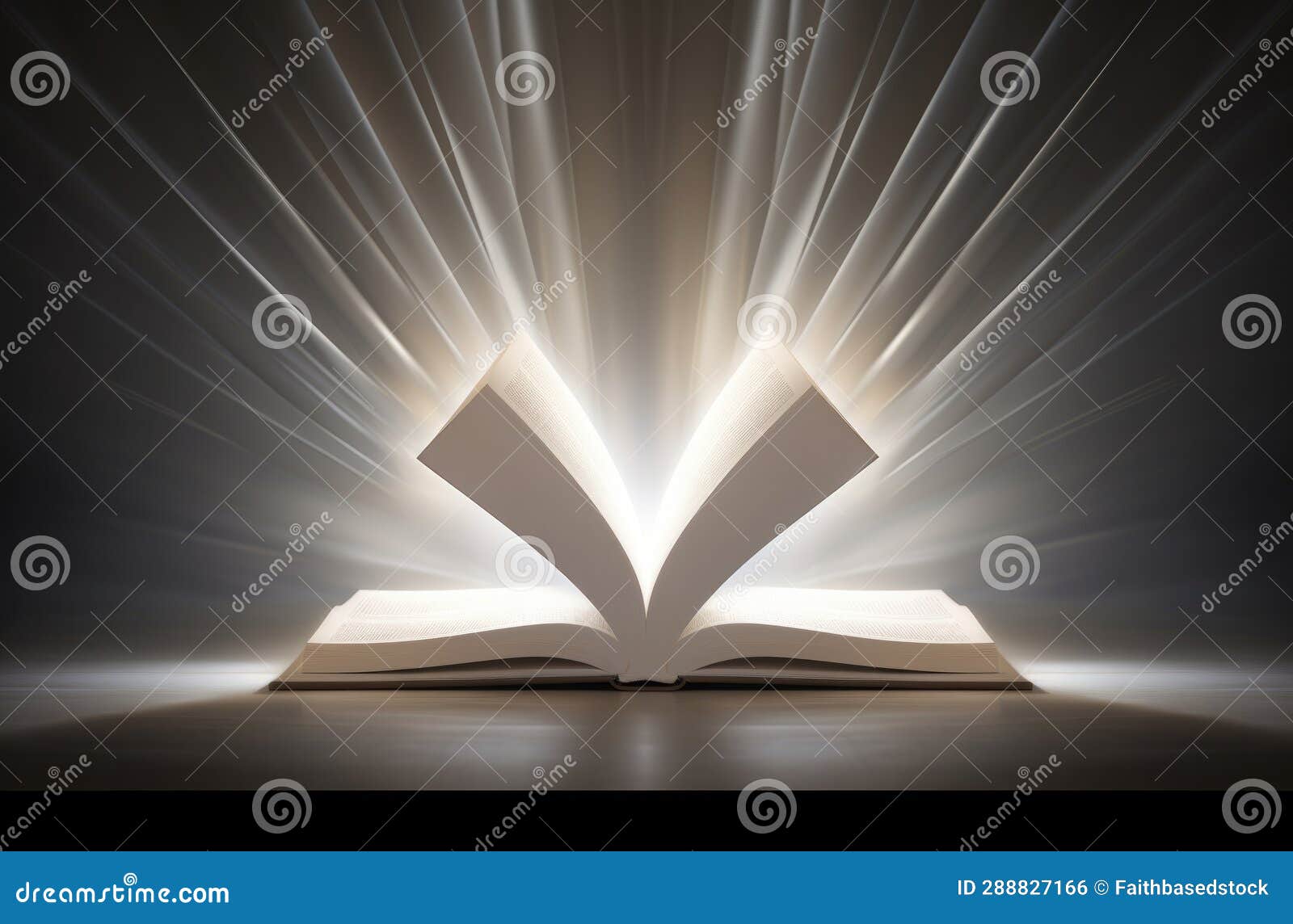 Open Book with Rays of Light Coming Out of Pages on a Dark Background ...