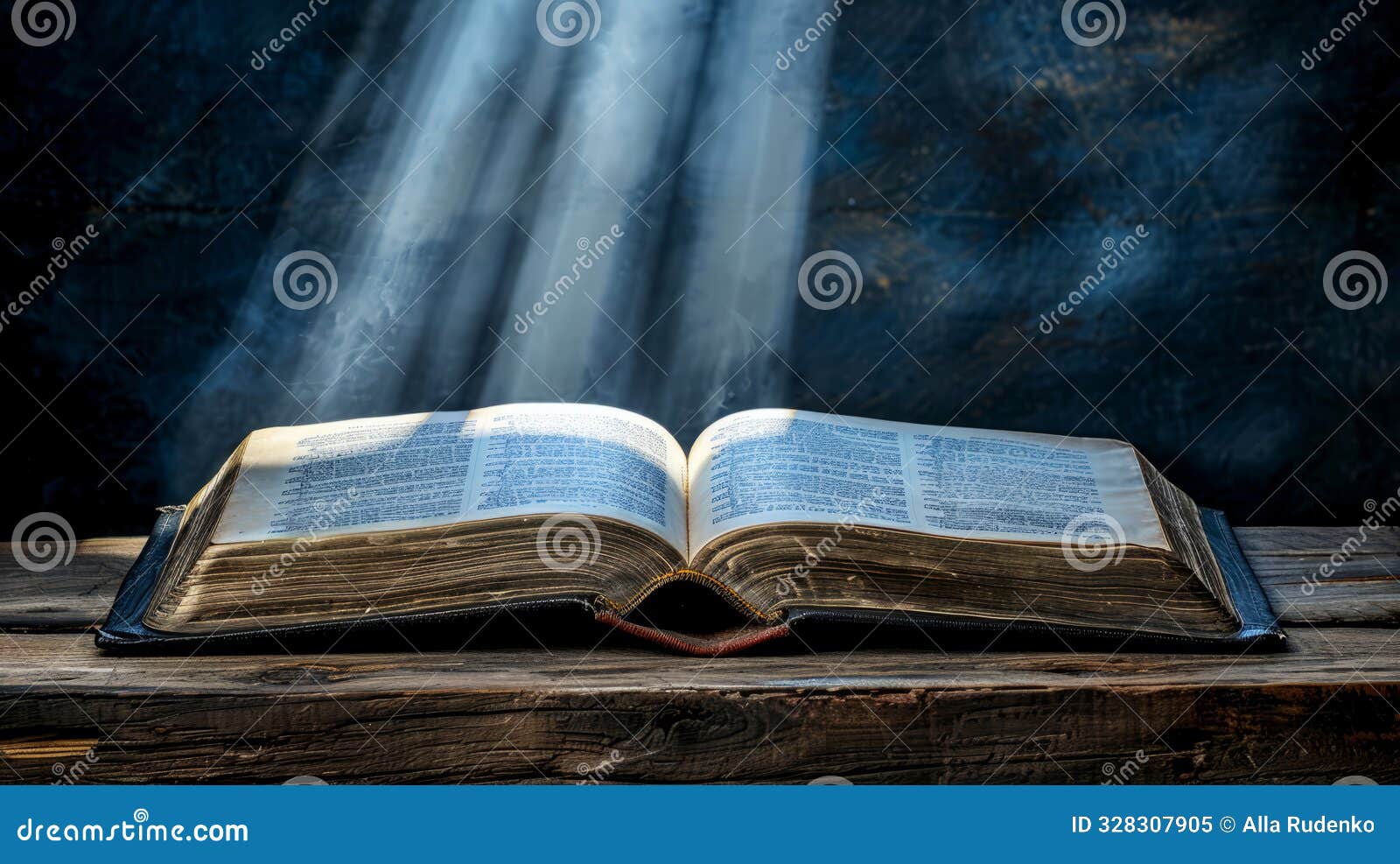 Open Book with Rays of Light on Wooden Table, Symbolizing Wisdom and ...