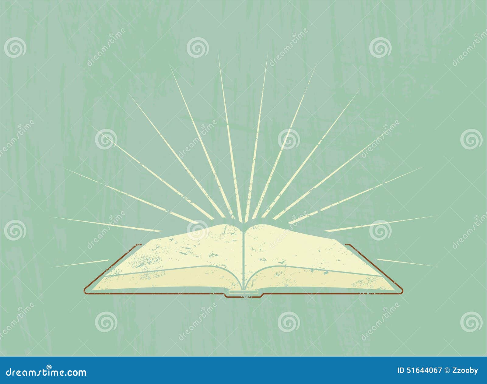 Open Book with Rays. Vintage Poster in Grunge Style. Vector ...