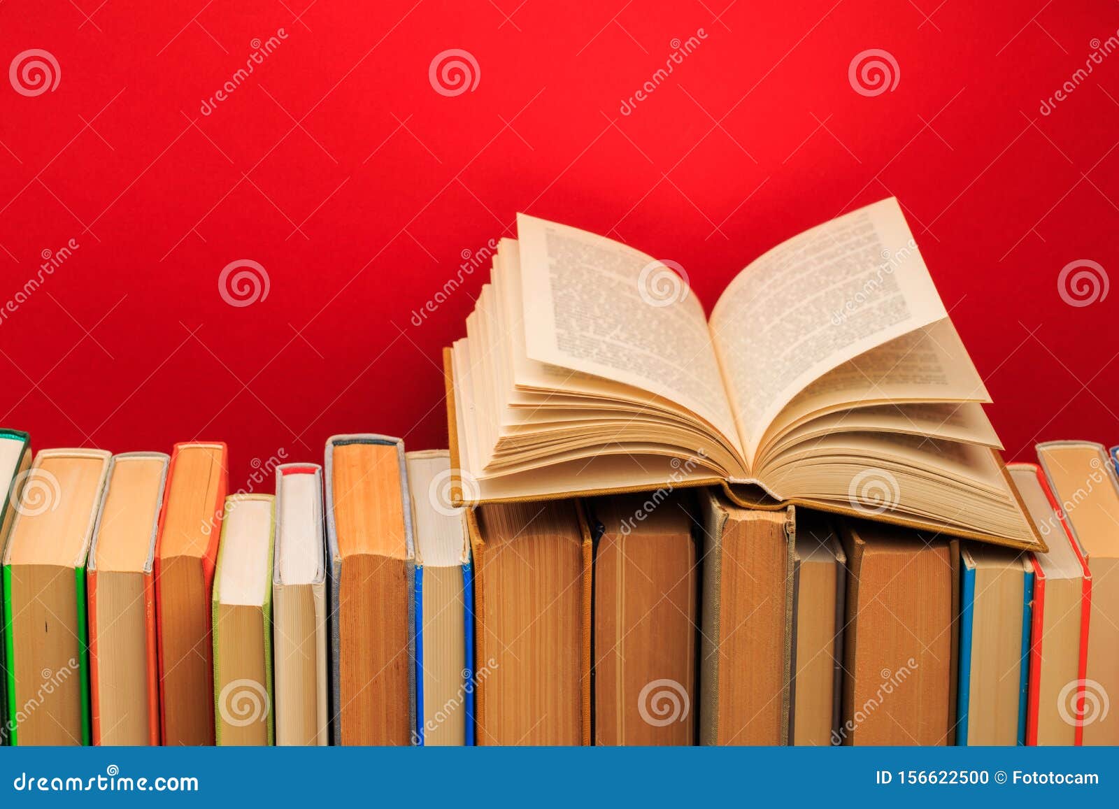 Open Book on the Red Background Stock Photo - Image of education ...