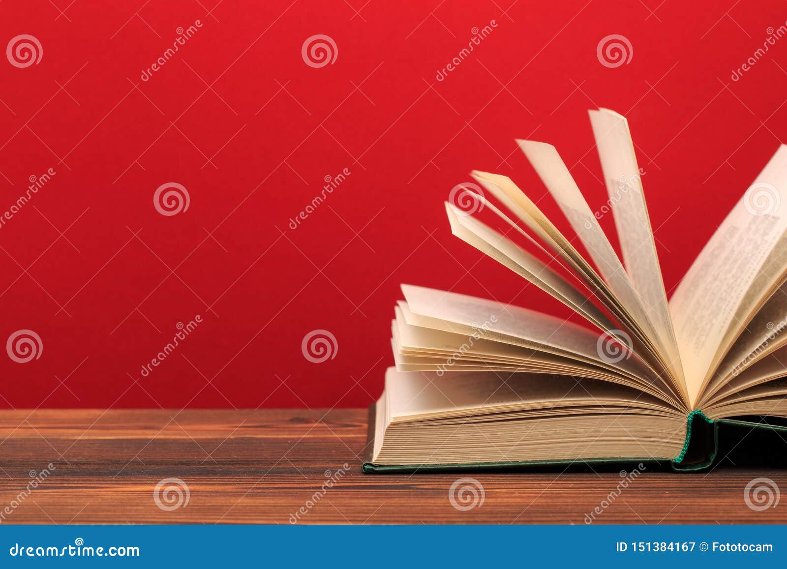 Open Book on Red Background. Text Place Stock Image - Image of brown ...