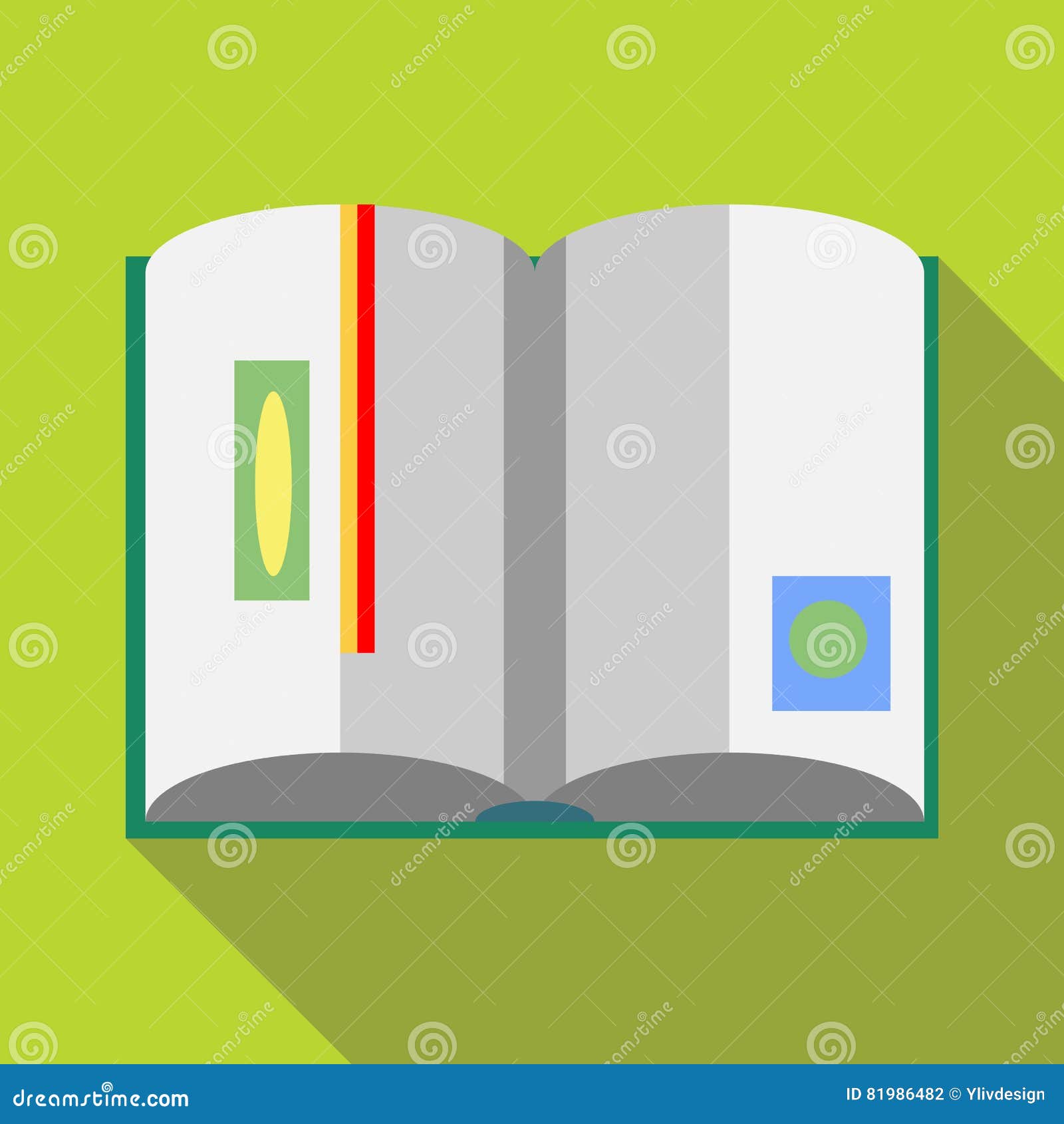 Open Book with Red Bookmark Icon, Flat Style Stock Vector ...