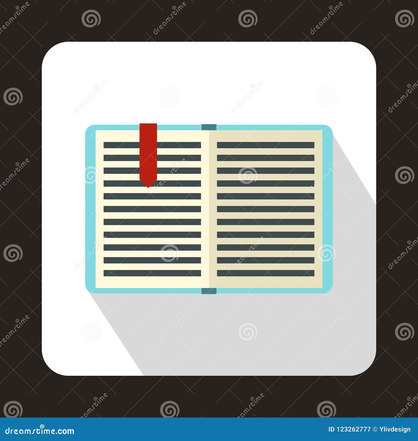 Open Book with a Bookmark Icon, Flat Style Stock Illustration ...