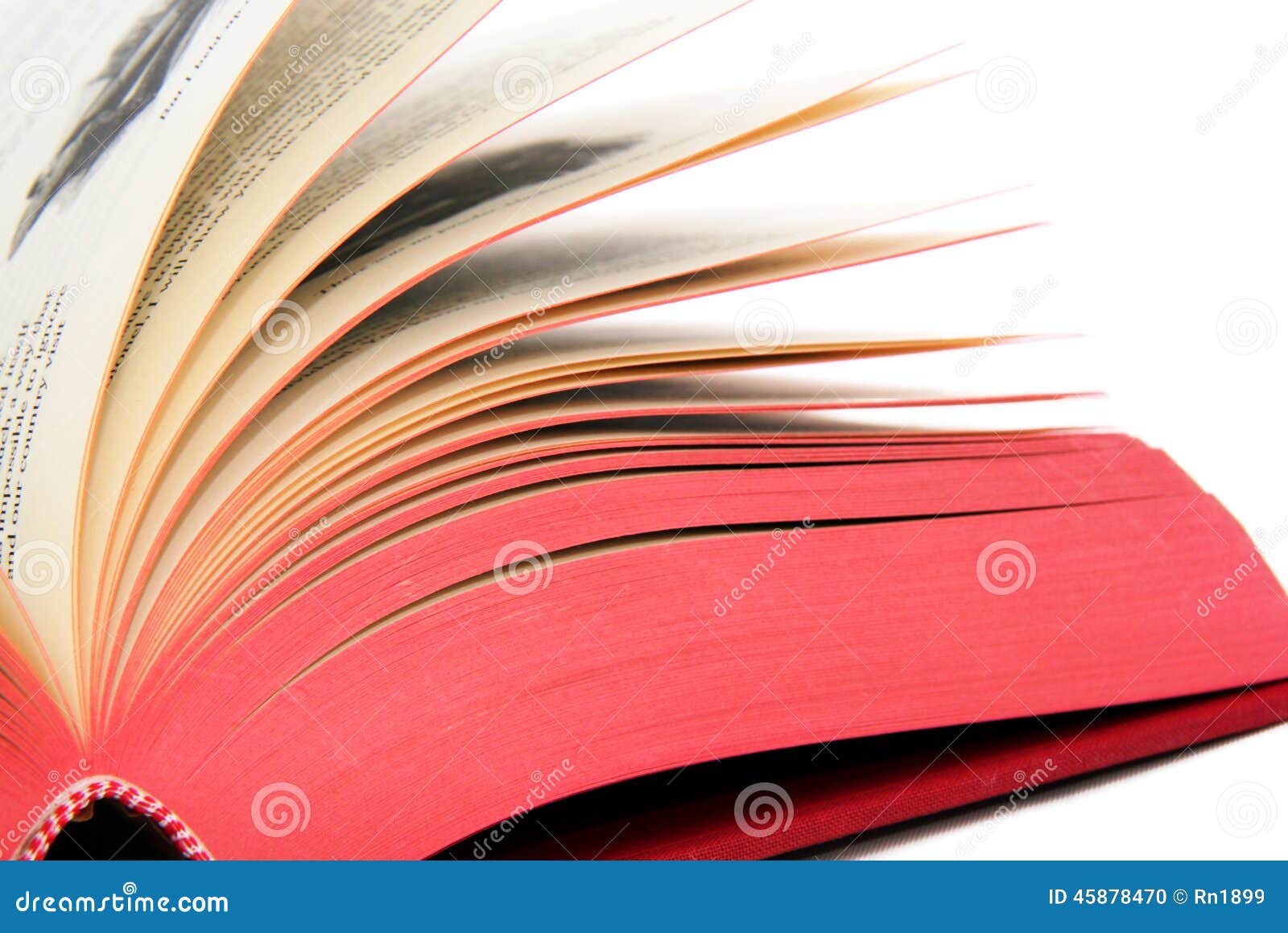 An Open Book with Red Cover from an Angle Stock Photo - Image of words ...