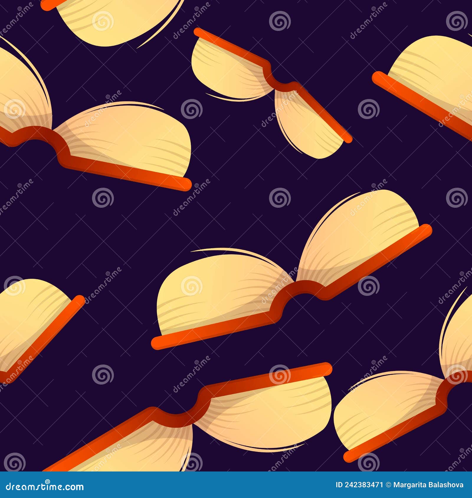 Open Book with Red Cover - Vector Seamless Pattern in Flat Style Stock ...