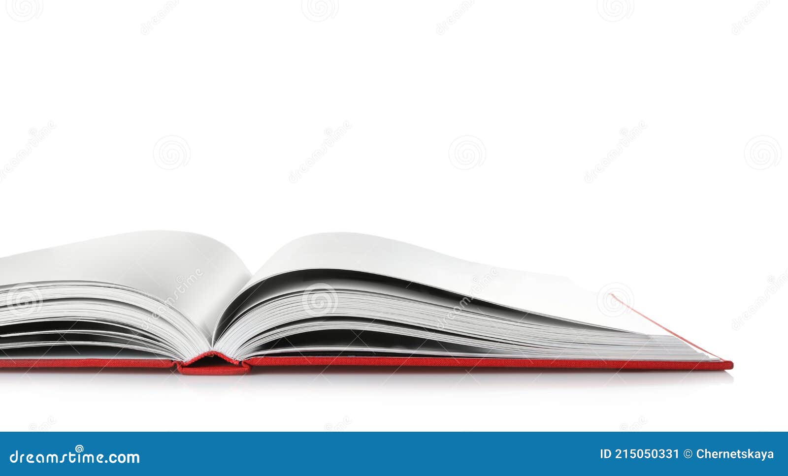 Open Book with Red Cover on White Background, Closeup Stock Image ...