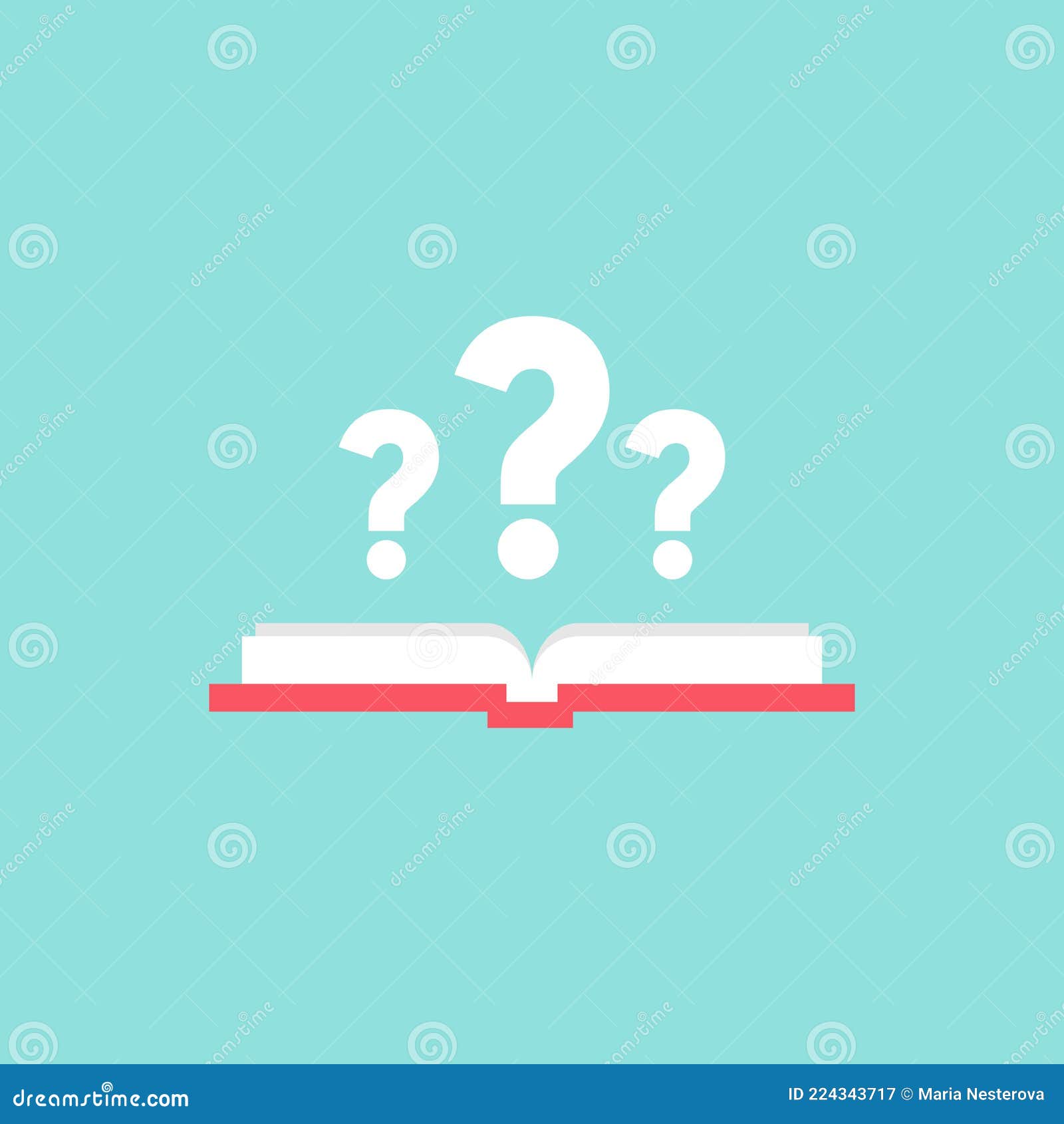 Open Book with Red Book Cover and White Question Marks. Isolated on ...