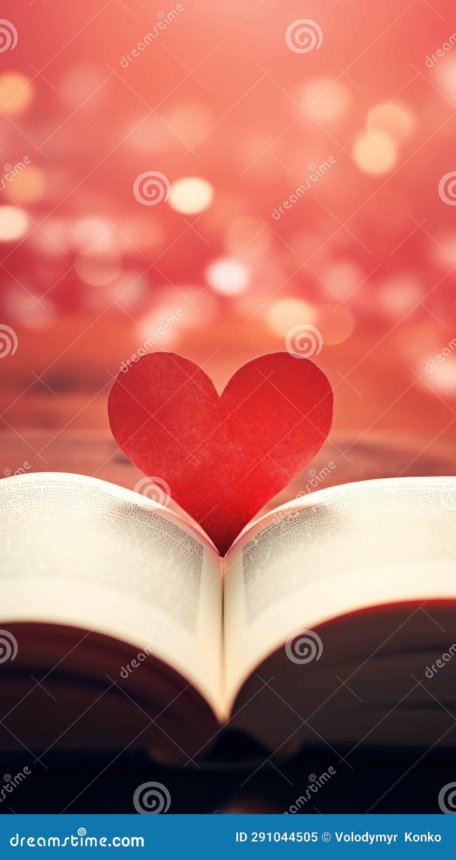 An Open Book with a Red Heart on Top, Symbolizing Love and Passion for ...