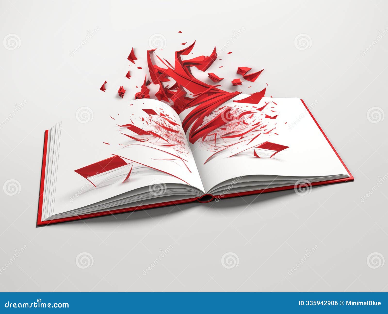 Open Book with Red Pages Exploding Out Creating a Dynamic Burst of ...