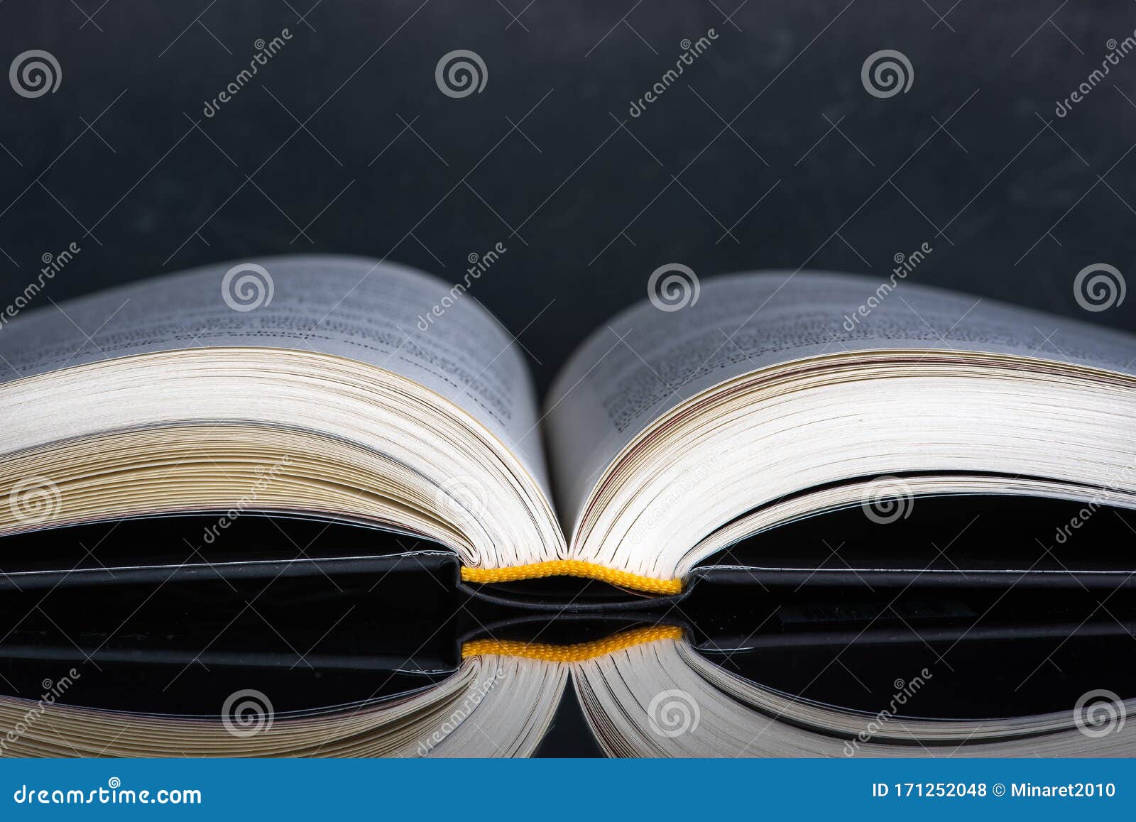 Open Book with Reflection on Table Stock Photo - Image of learn ...