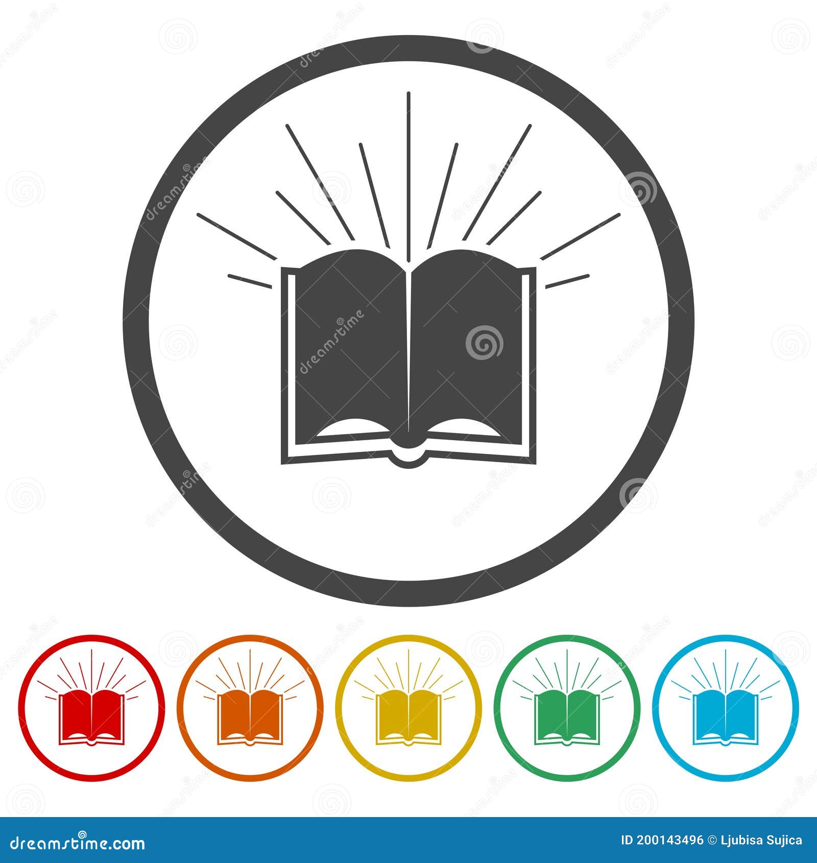 Open Book Ring Icon, Color Set Stock Vector - Illustration of line ...