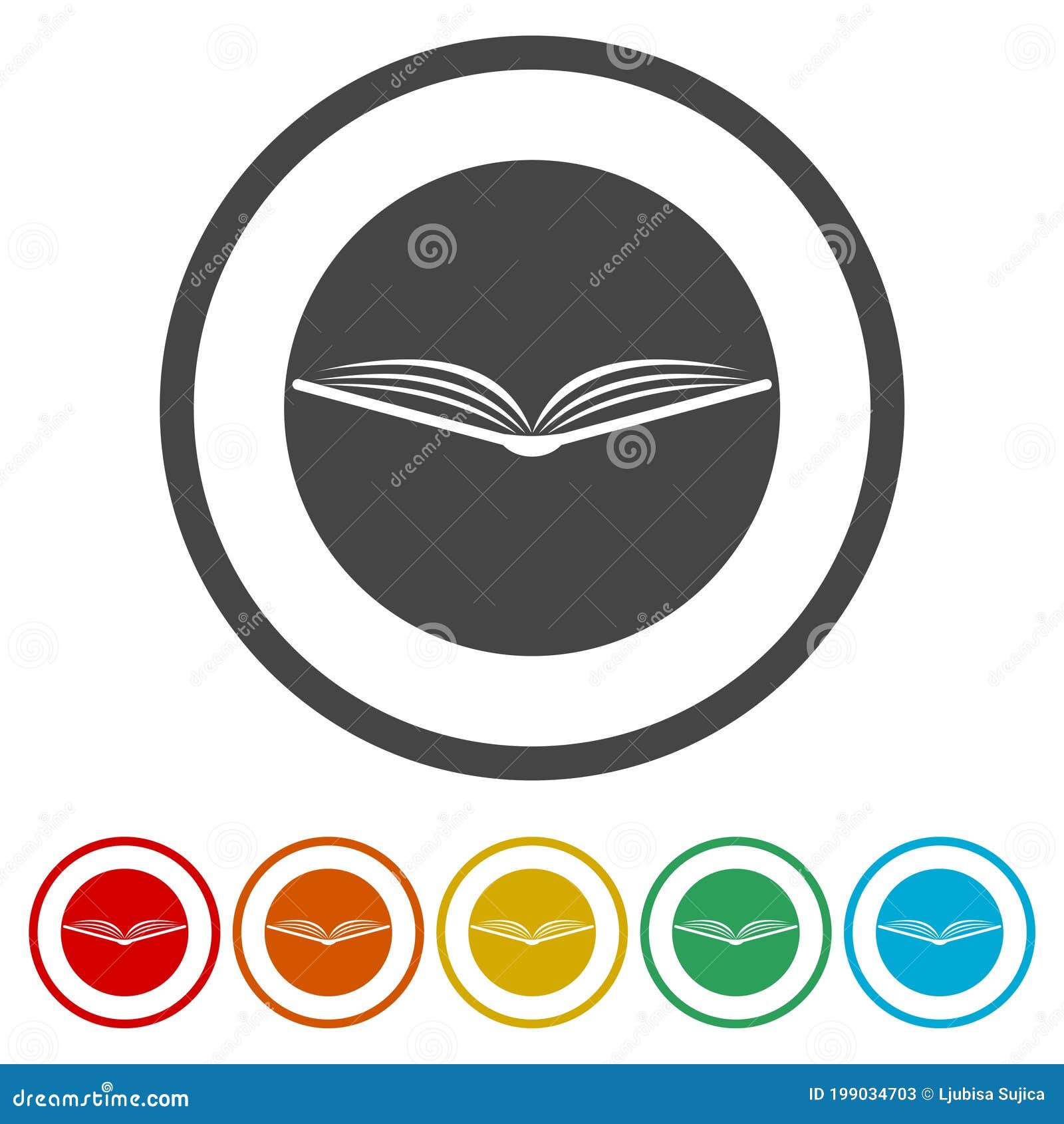 Open Book Ring Icon, Color Set Stock Vector - Illustration of education ...