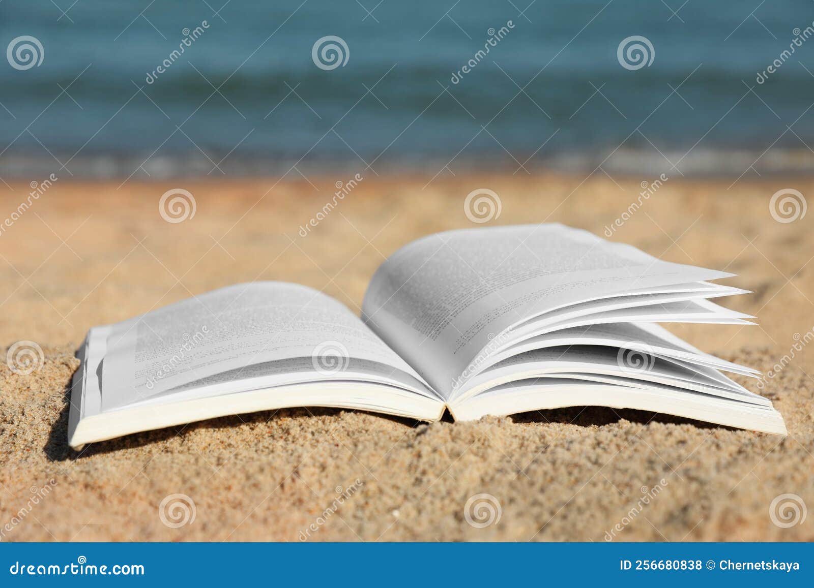 Open Book on Sandy Beach Near Sea Stock Photo - Image of nature ...