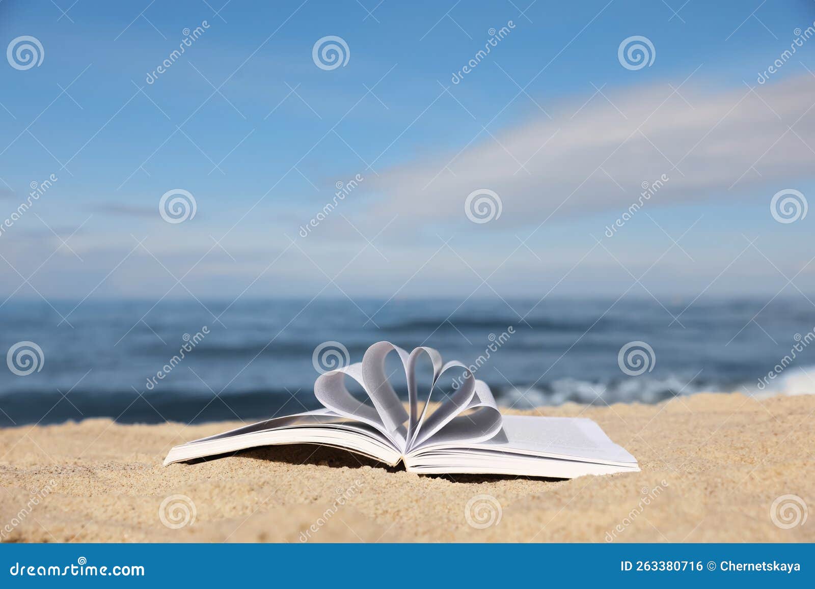 Open Book on Sandy Beach Near Sea Stock Photo - Image of enjoy, copy ...