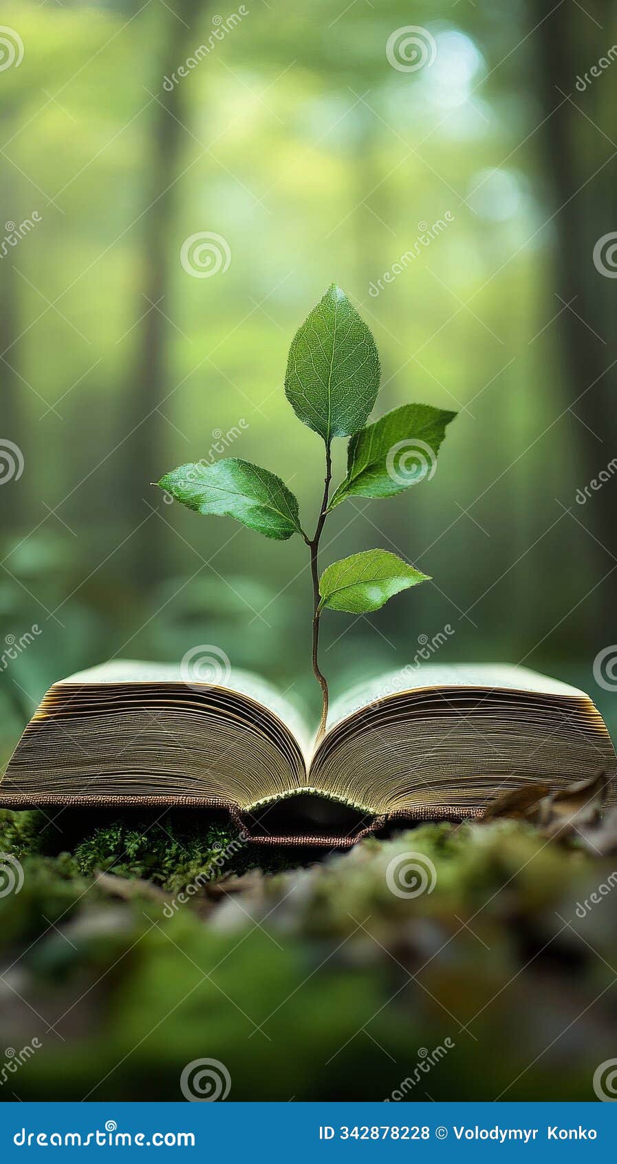 Open Book with a Sapling Growing, Nature and Knowledge Concept Stock ...