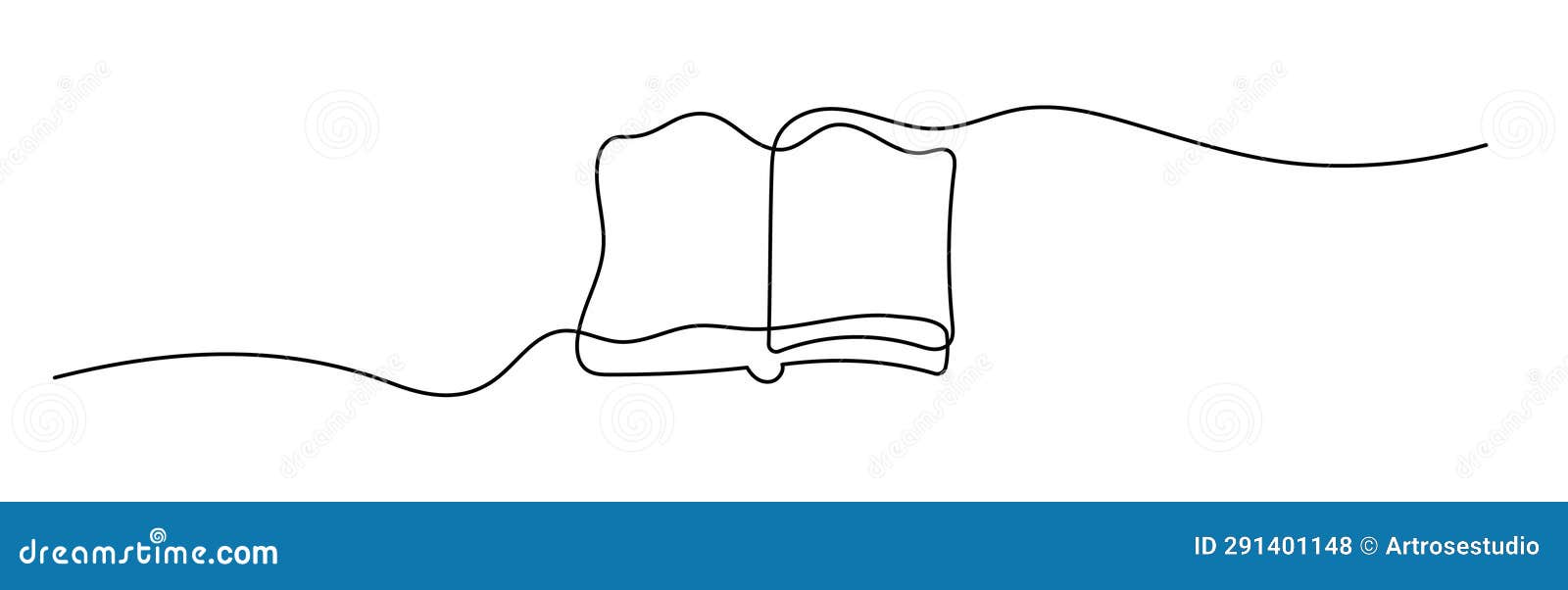 Open Book Shape Drawing by Continuous Line, Thin Line Design Vector ...