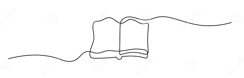 Open Book Shape Drawing by Continuous Line, Thin Line Design Vector ...
