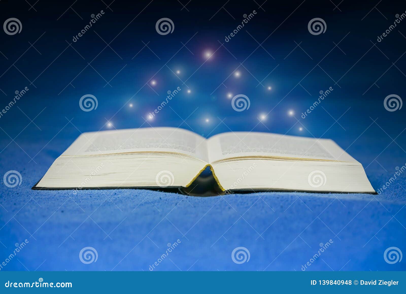 Open Book with Magic Light Effects Stock Photo - Image of mystery ...